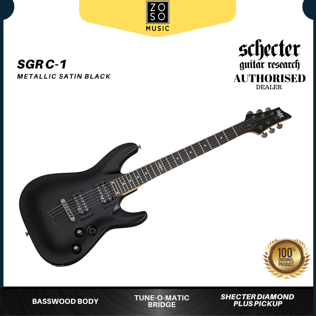 SCHECTER SGR C-1 MSBK ELECTRIC GUITAR METALIC SATIN BLACK (SCHECTER ...