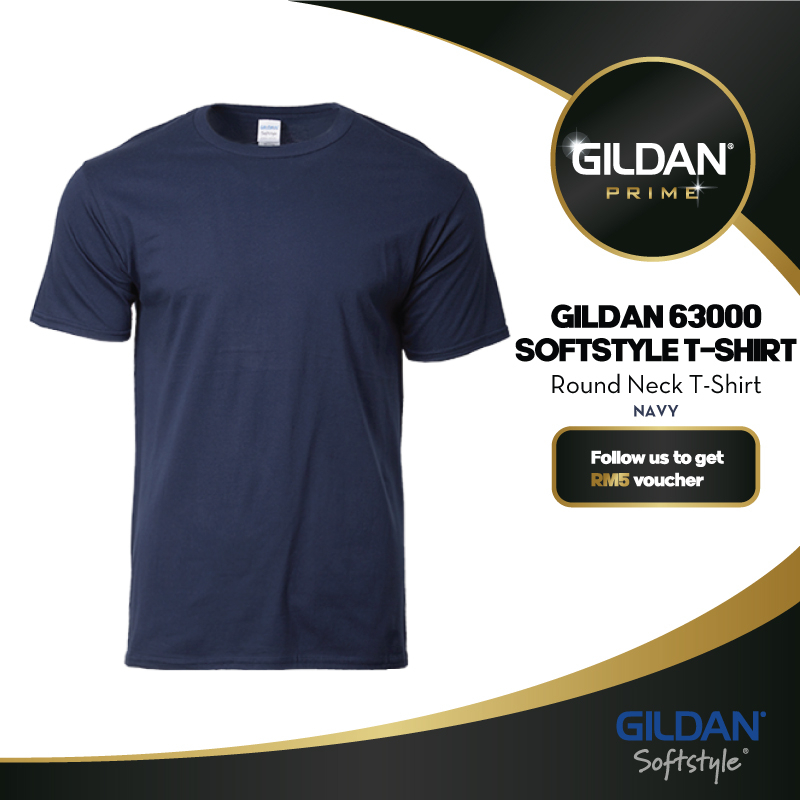 GILDAN PRIME Softstyle Cotton Round Neck T-Shirt 63000 Unisex Adult Plain Soft Solid Tee T-Shirt ...