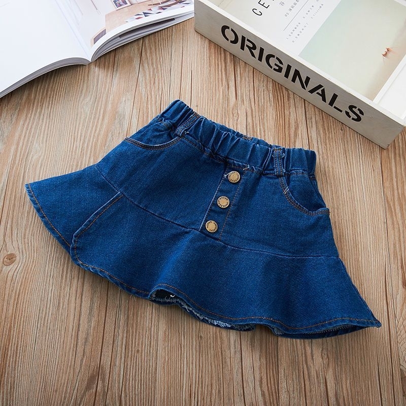 2Y-8Y denim short skirts kids girls jeans A-line flares mini shorts ...