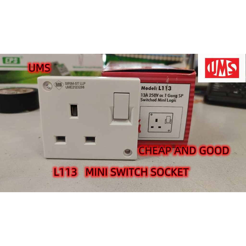 UMS L113 /13A Mini Logic Switch Socket Outlet 250V -L-113 | Shopee Malaysia