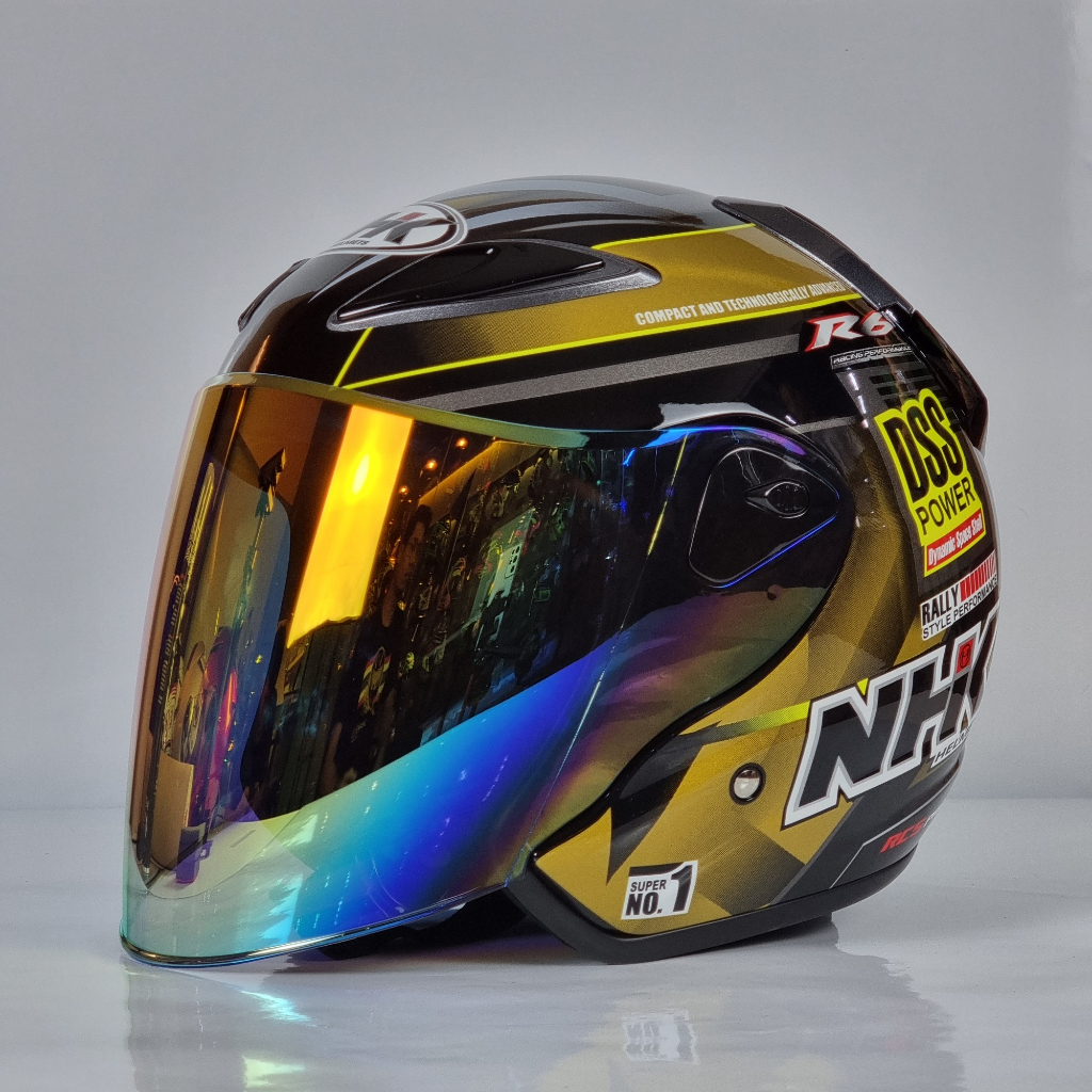 NHK Helmet R6 v2 Rally (Black/Gold Glossy) | Shopee Malaysia