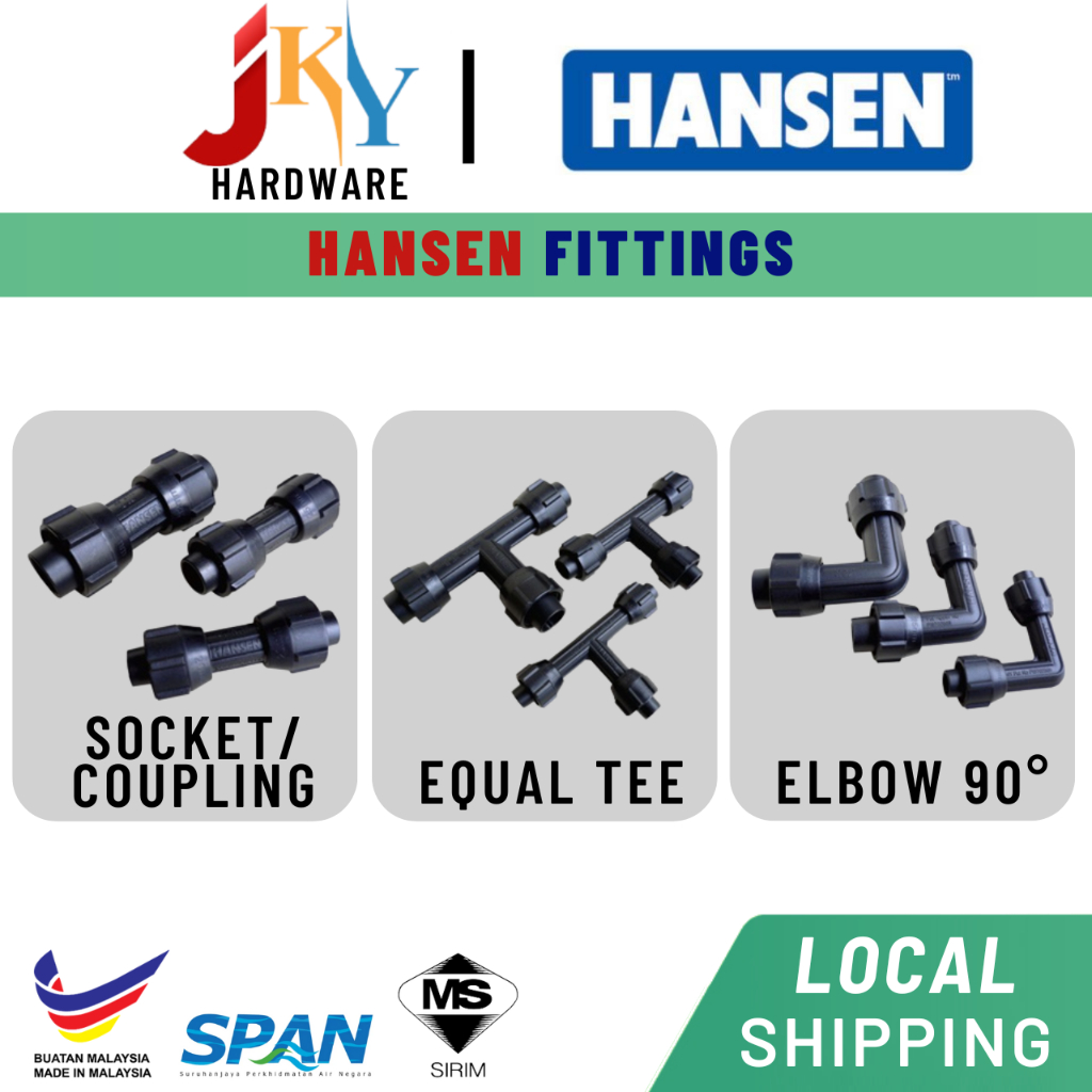 HANSEN Fittings Connector System HDPE Poly Pipes Nylon 6 Elbow 90° Tee Socket Coupling SPAN MS ...