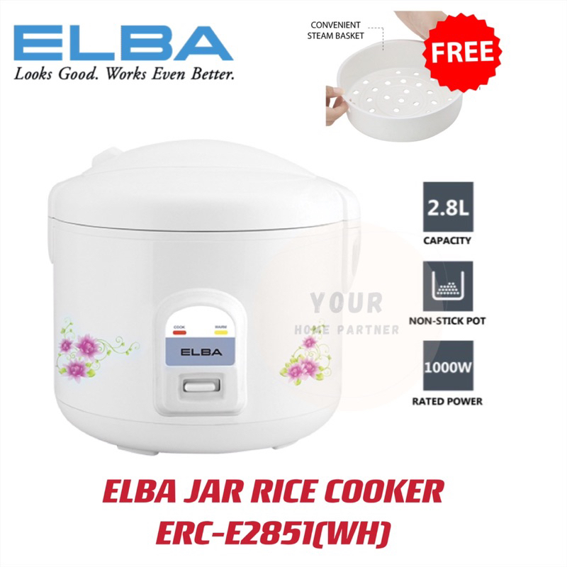 Elba Jar Rice Cooker 2.8L ERC-E2851(WH) | Shopee Malaysia