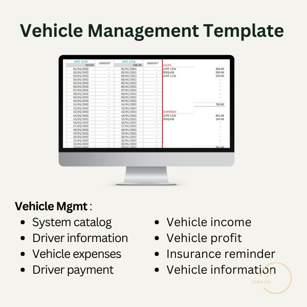 Vehicle management system vehicle profit management excel template ...