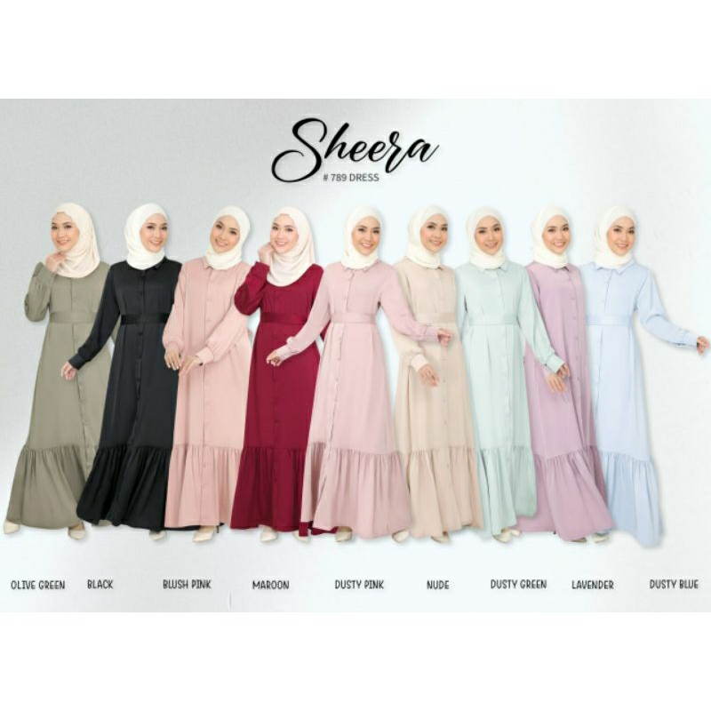 shera dress 3 ways with belt dress muslimah plain Pastel baju muslimah ...