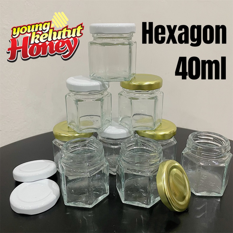 40ml 180ml 300ml Hexagon / Round Glass Jar Bottle For Doorgift Botol ...