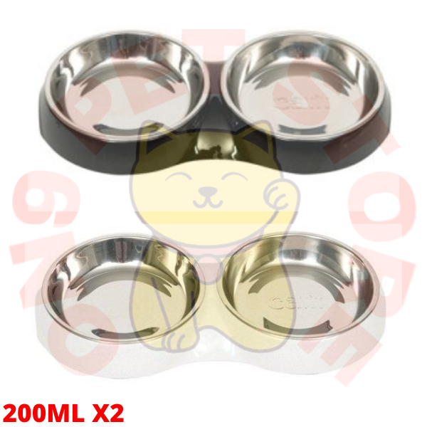 Catit 2.0 Feeding Dish Double 200ml - Non Slip Stainless Steel Food Feeder Mangkuk Kucing Pet ...