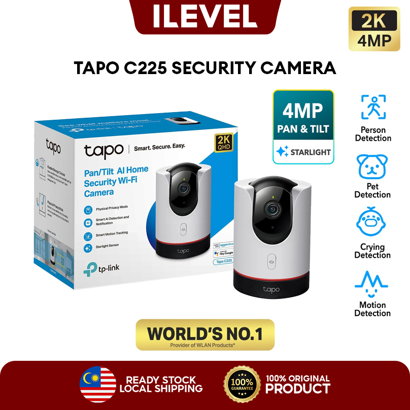 TP-Link Tapo C225 2K QHD 4MP F1.6 Aperture CCTV Pan Tilt AI Home Security WiFi Network Security ...
