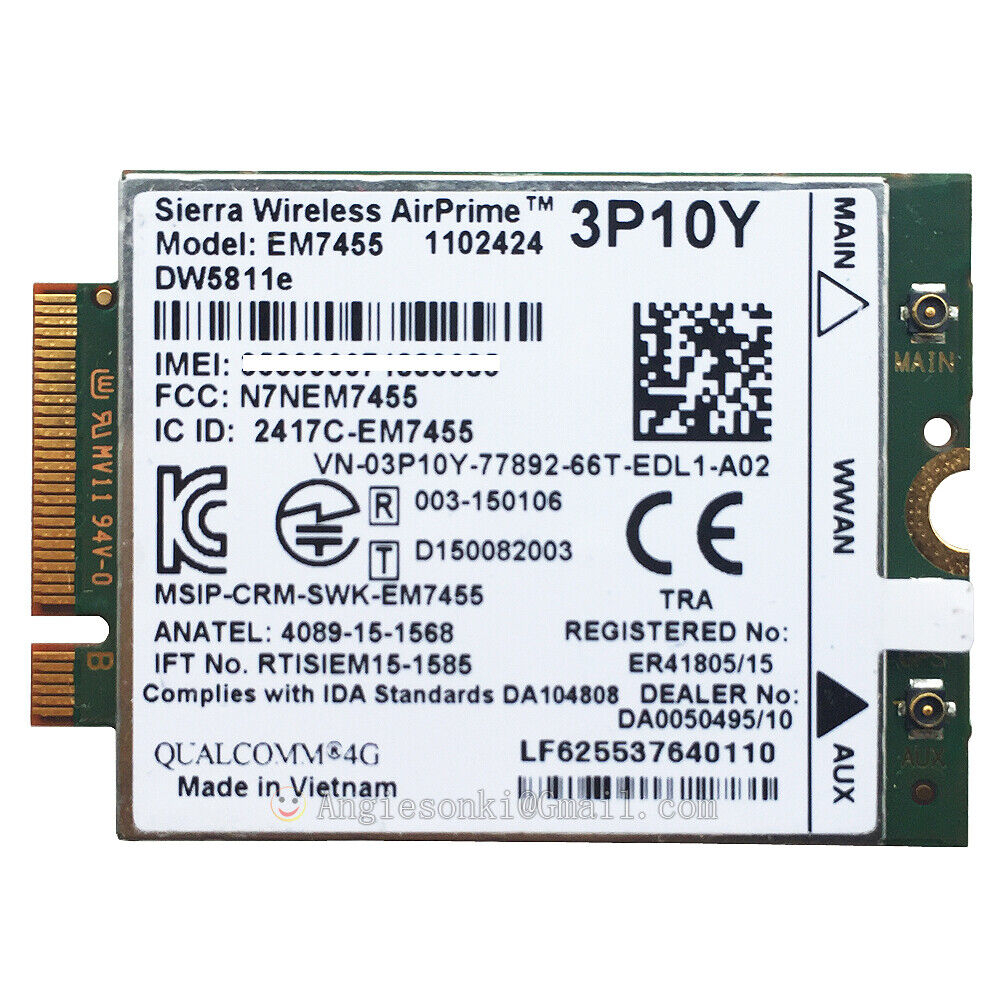 Dell DW5811e 4G LTE 3P10Y Sierra EM7455 WWAN card For Latitude E5470 ...