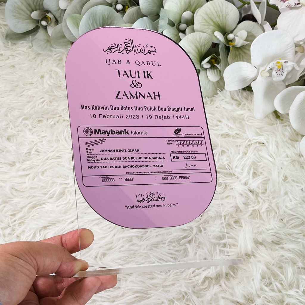 STANDEE PLAT HANTARAN MAS KAHWIN IJAB QABUL- Aku Terima Nikah Cek ...
