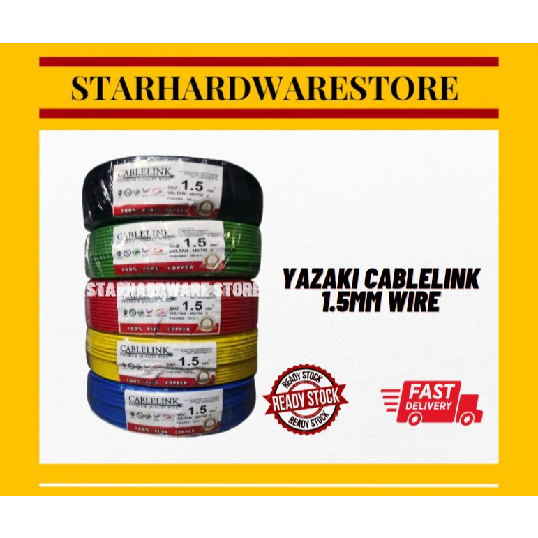 🌟READY STOCK🌟(ROLL) 1.5MM CABLELINK Insulated PVC/Pure Copper Cable ...