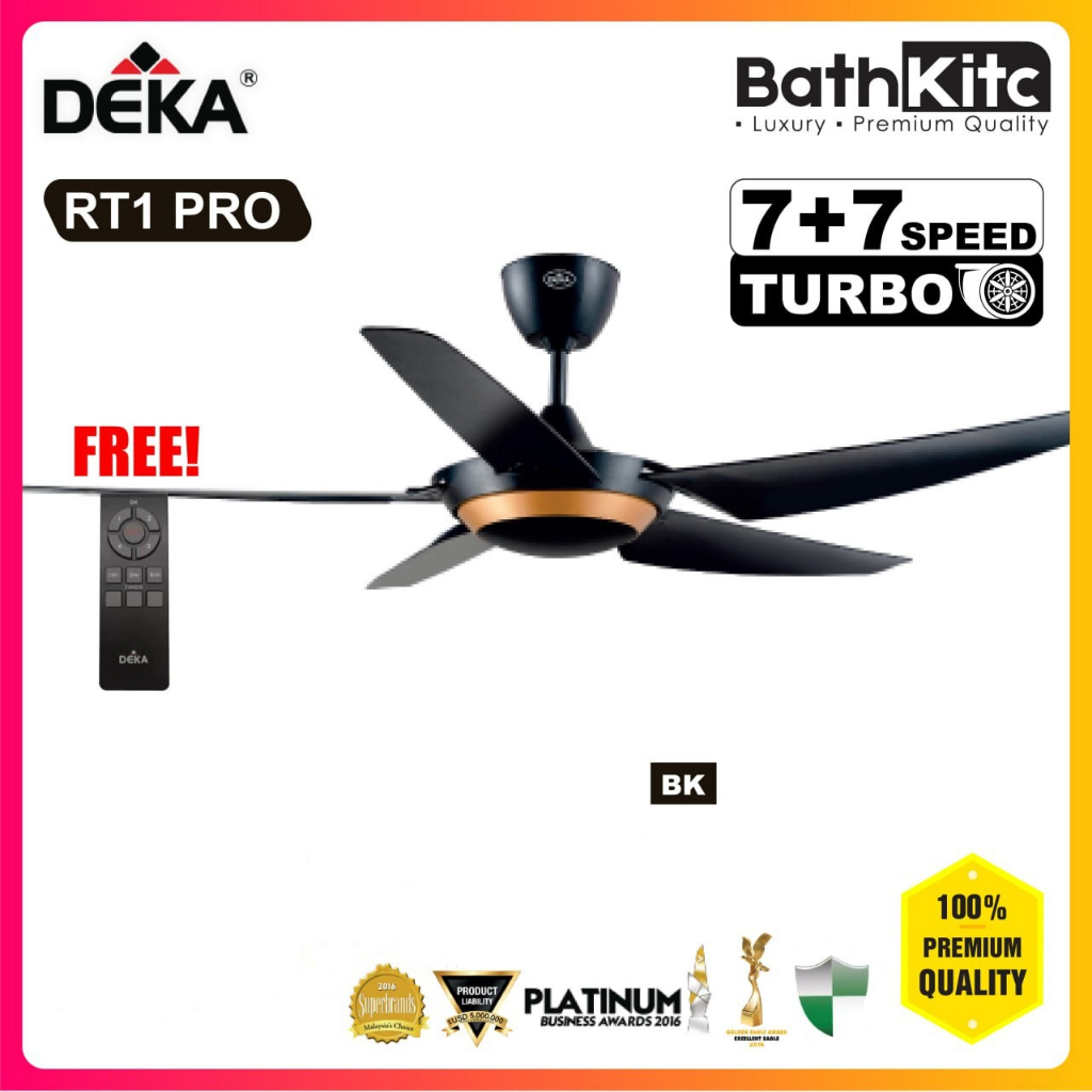 [Ready Stock] [Malaysia Top Brand] Deka RT1 PRO 56" Black Ceiling Fan ...