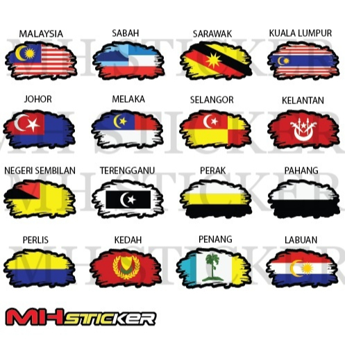 Pelekat Potong Bendera Malaysia & Negeri Negeri Bendera Malaysia ...