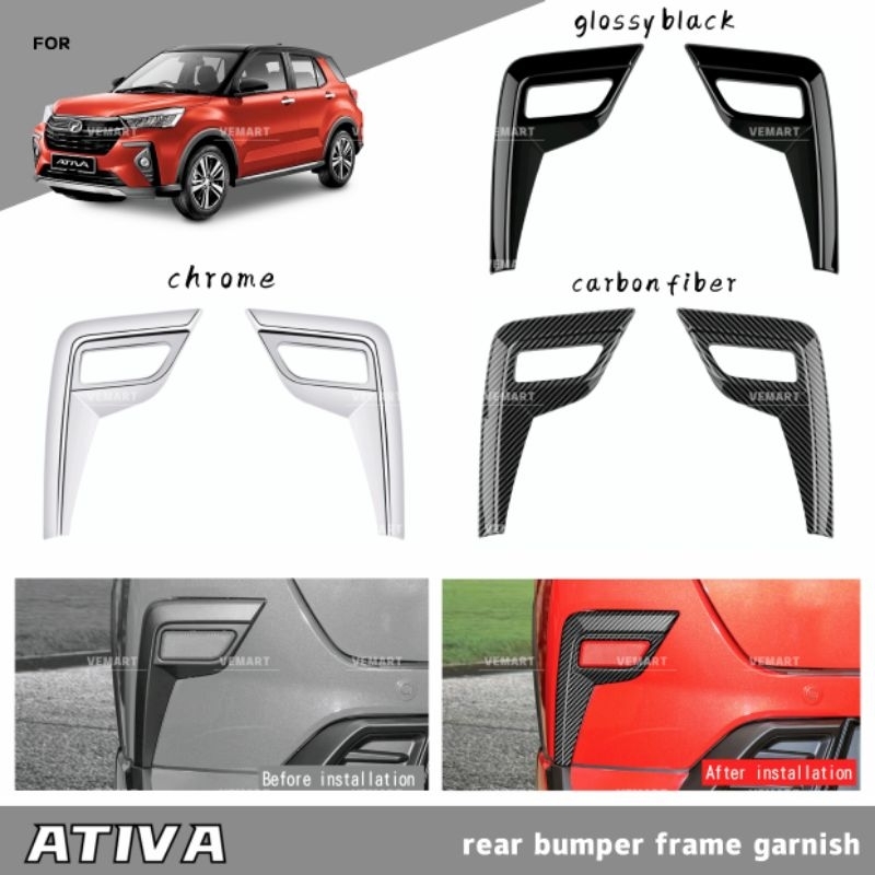 Vemart perodua ativa car rear bumper frame cover garnish accessories ...