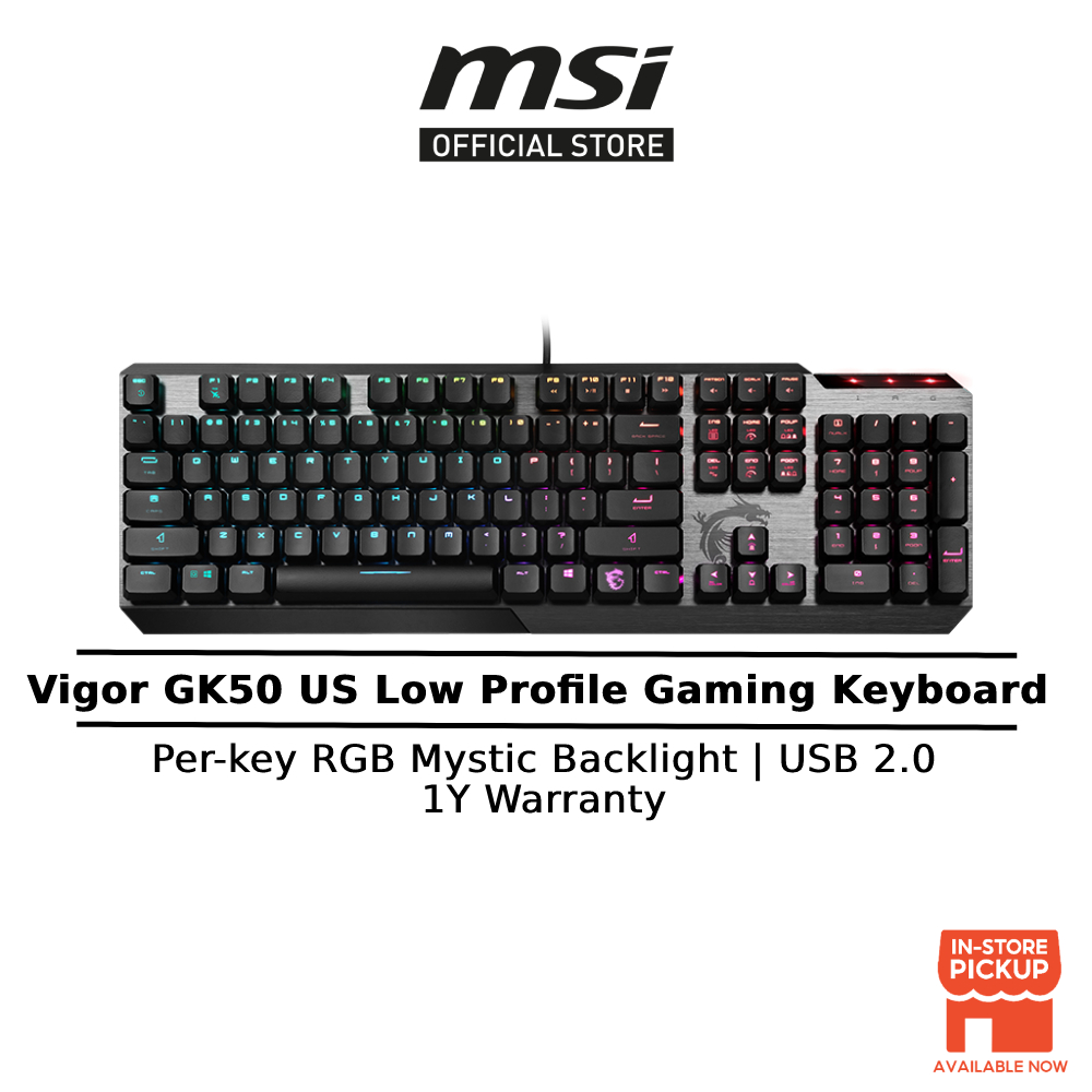 MSI Vigor GK50 US Low Profile RGB USB Mechanical Gaming Keyboard ...