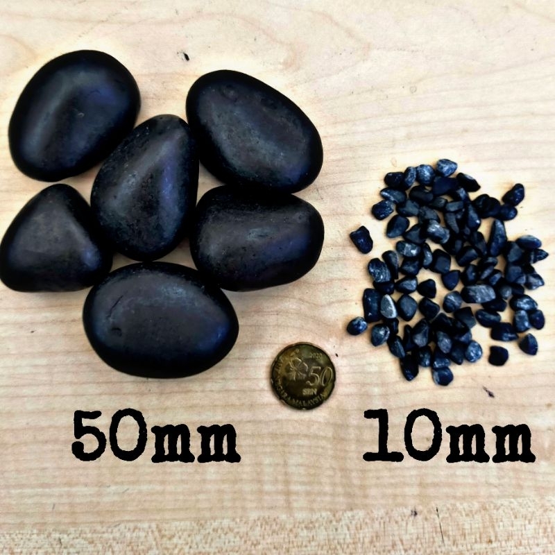 1kg Batu hitam kilat / Garden black pebble stone (polished) for garden ...