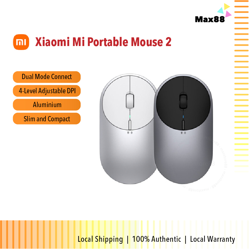 Xiaomi Mi Portable Mouse 2 Bluetooth 4.2 / RF 2.4Ghz USB Wireless ...