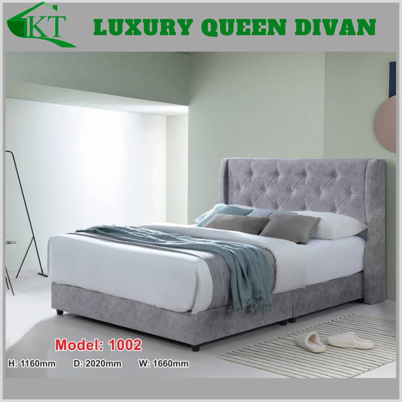 (Ready Stock) Divan Queen Velvet Bed Frame Bed Base Katil Queen Bed ...