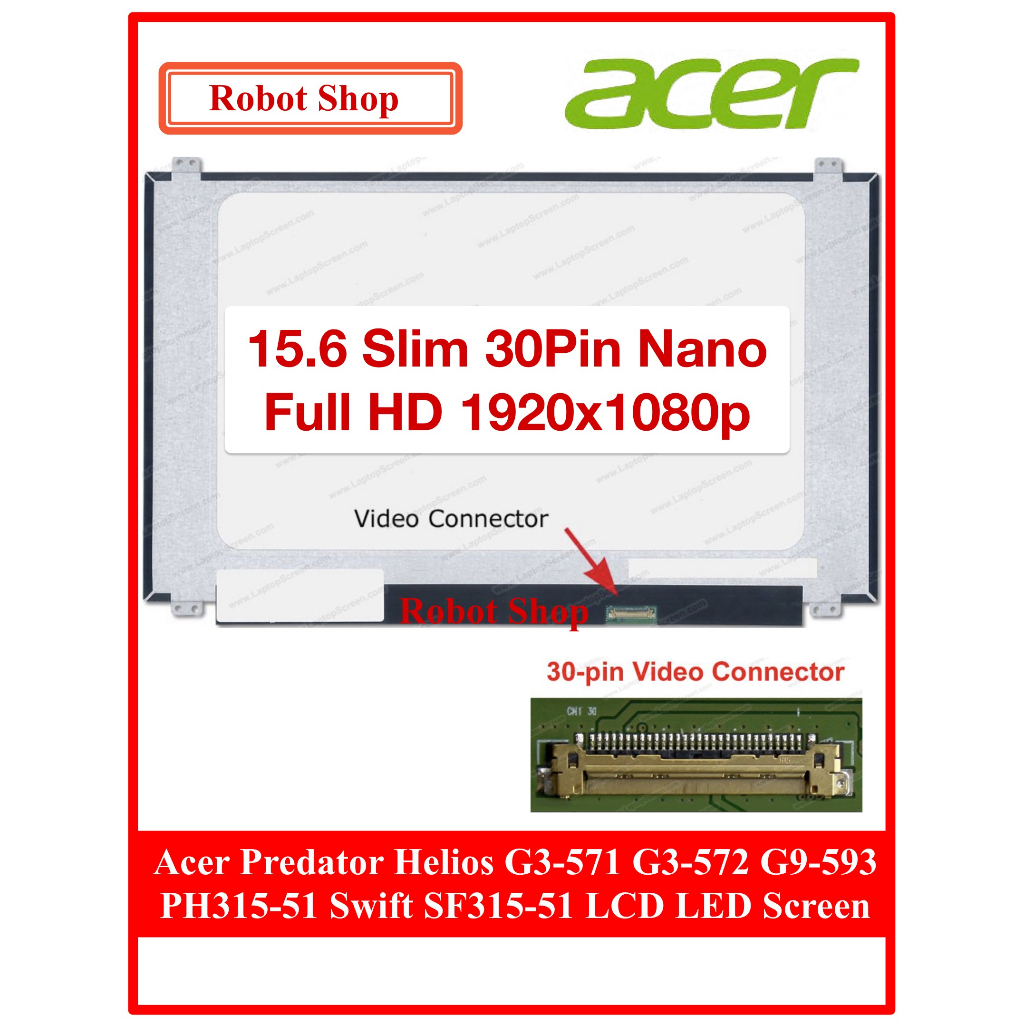 15.6" Acer Predator Helios G3-571 G3-572 G9-593 PH315-51 Swift SF315-51 LCD LED Screen | Shopee ...