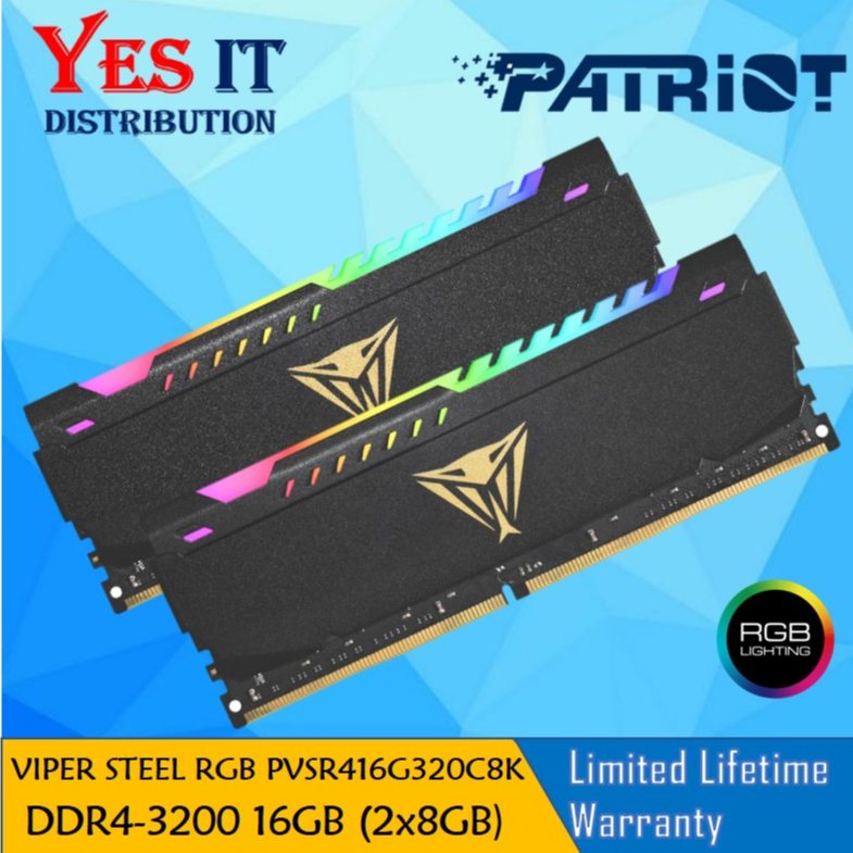 Patriot VIPER Steel RGB 16GB (2x8GB) / 16GB (1x16GB) DDR4 3200Mhz CL18 RAM (PVSR4-16G320C8K ...
