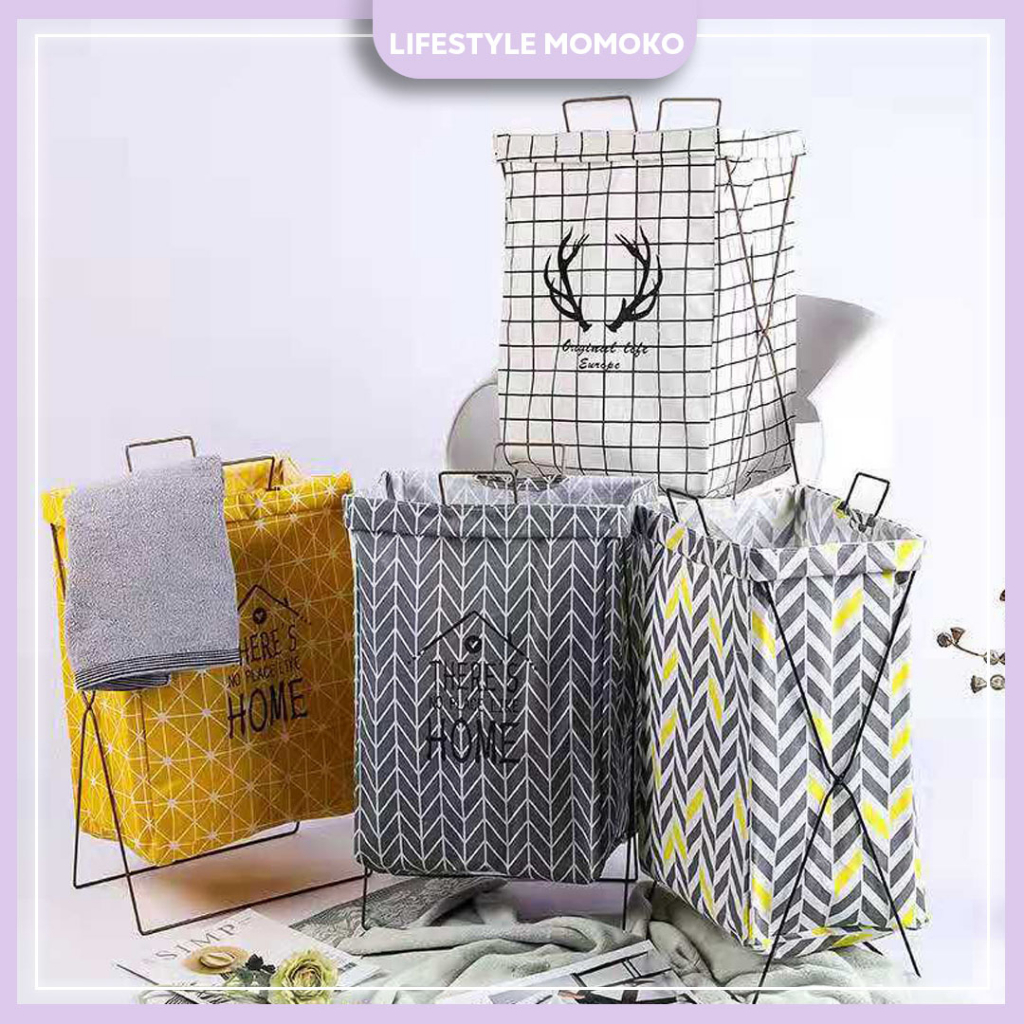Laundry Basket Laundry Bag With Handle & Cover Folding Foldable Dobi ...