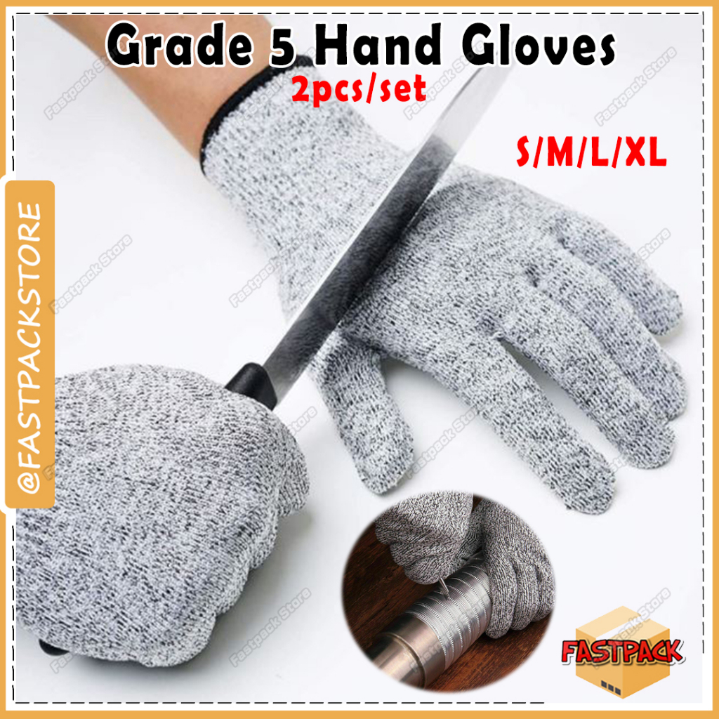 Grade 5 Gloves Cut Resistant Safety HPPE Gloves Kitchen Butcher Outdoor Hunting Fishing Cutproof ...