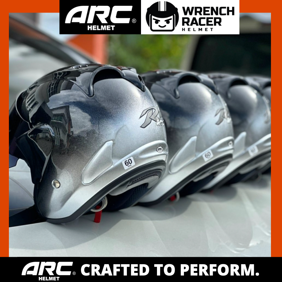 Helmet ARC Ritz ★Two Tone Silver★ / Visor ARC Ritz / Spoiler ARC Ritz ...