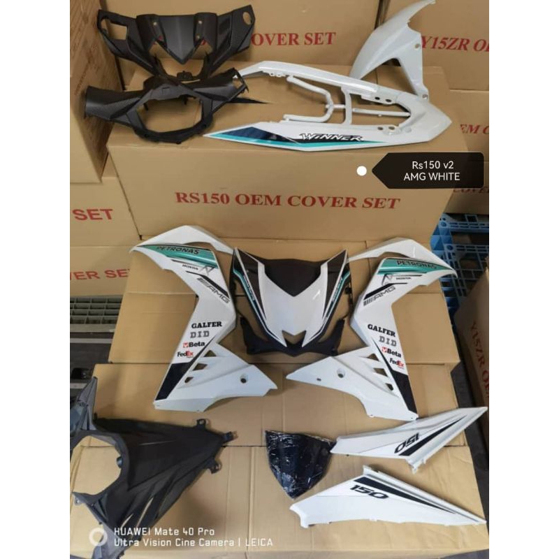 HONDA RS150 RS 150 RS150R V2 REPSOL AMG WHITE WINNER GTR OEM BODY COVER SET STICKER STRIPE SIAP ...