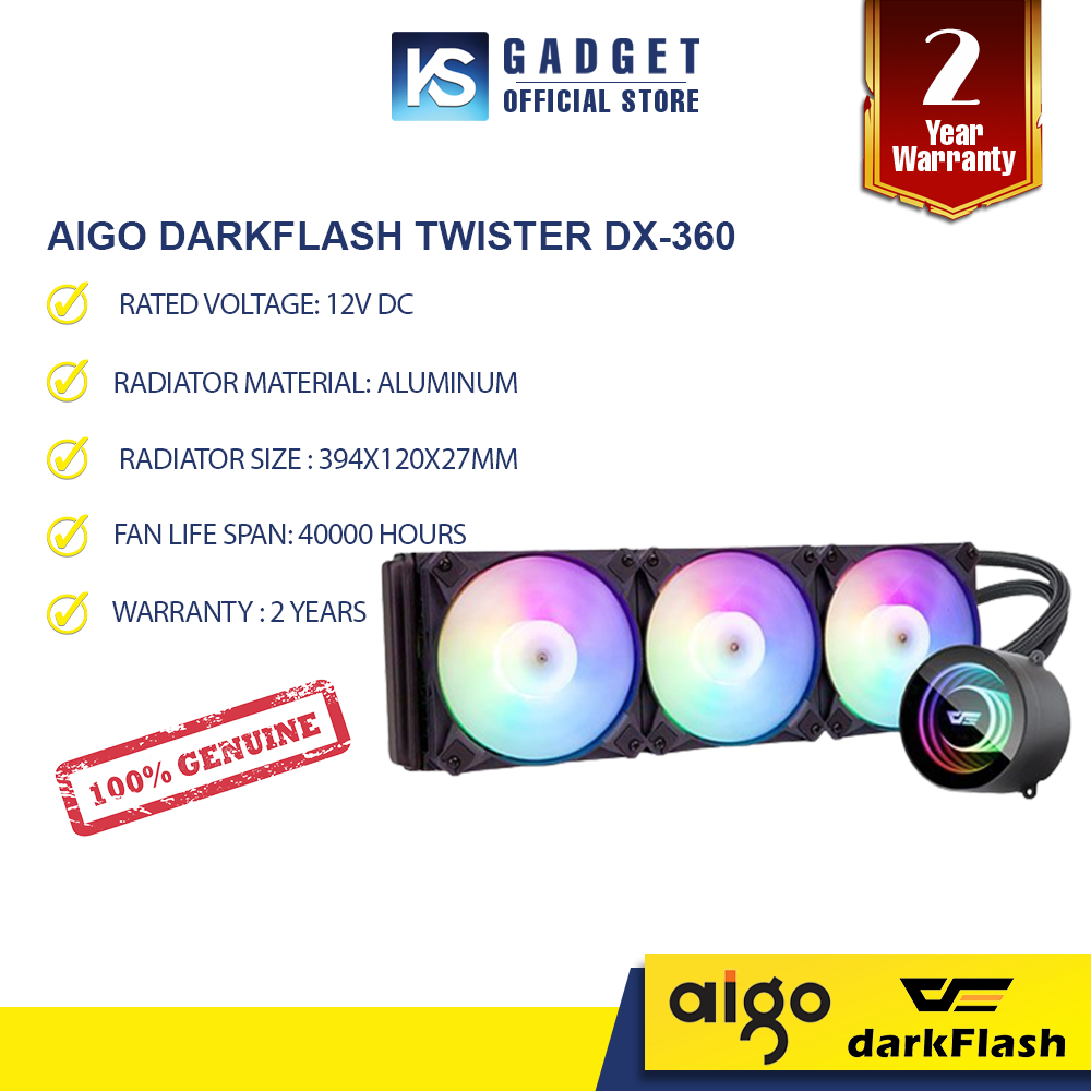 AIGO DarkFlash Twister DX-360 aRGB AIO Liquid CPU Cooler (INTEL | AMD) | Shopee Malaysia
