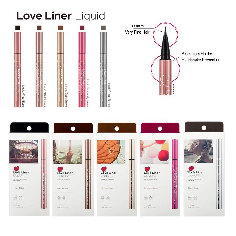 Love Liner Liquid Eyeliner 0.55ml [ Baby Brown | Burgundy Brown | Black | Dark Brown ] | Japan ...