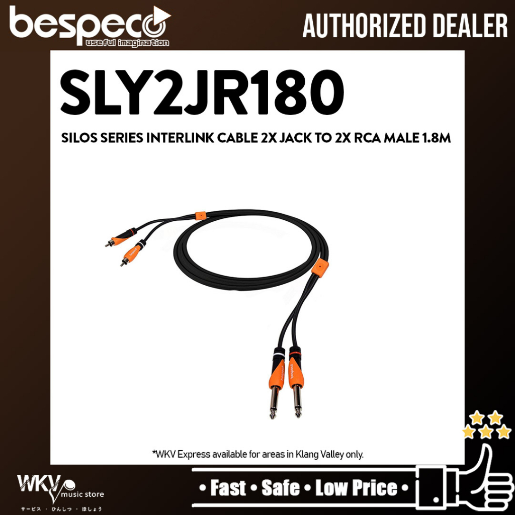 Bespeco SLY2JR180 Silos Series Interlink Cables 2XJACK to 2XRCA Male 1 ...