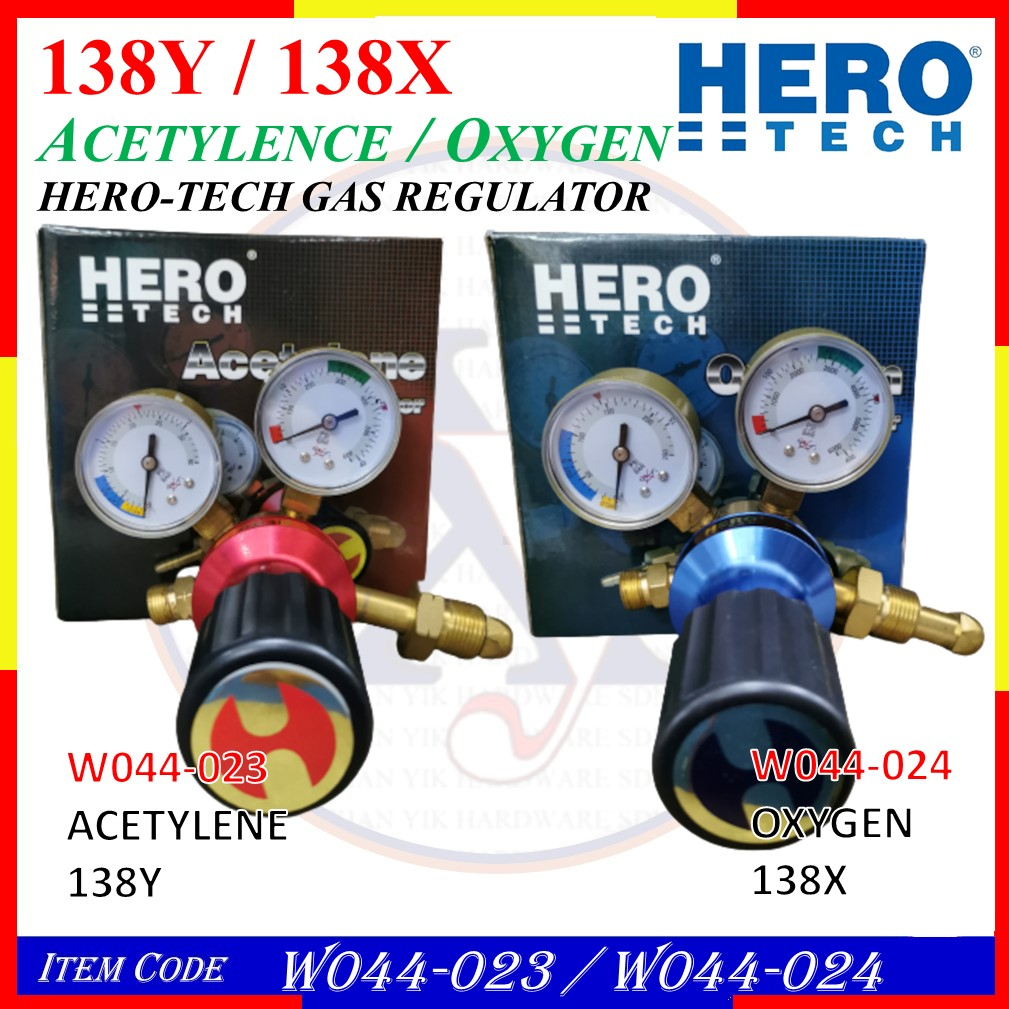 HERO-TECH W044-023 138Y ACETYLENE GAS REGULATOR | W044-024 138X OXYGEN GAS REGULATOR | Shopee ...