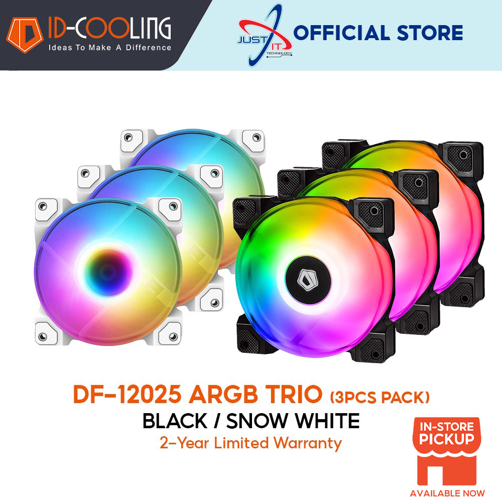 ID-COOLING DF-12025 ARGB Trio Fans (3PCS PACK) [ BLACK / SNOW WHITE ] | Shopee Malaysia