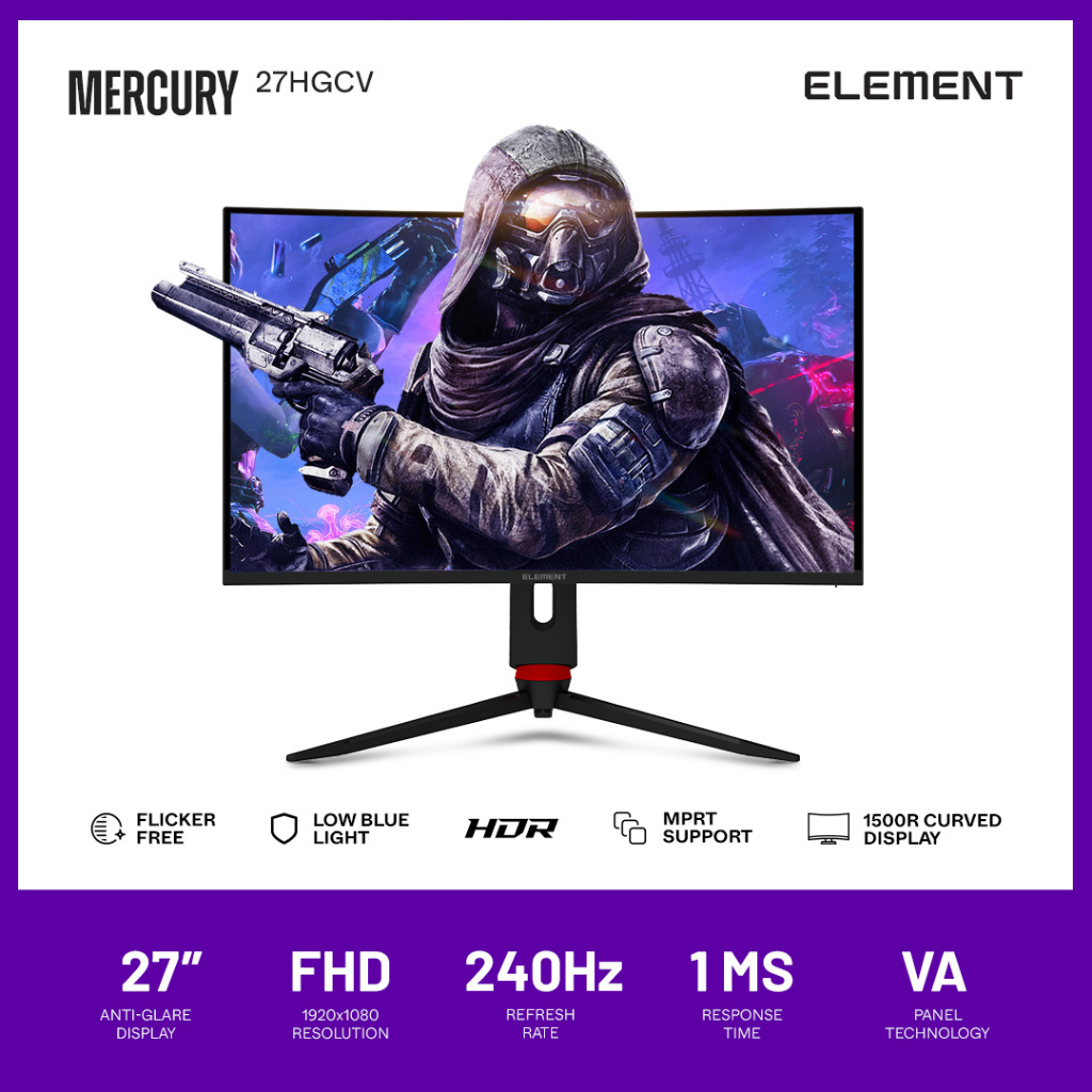 ElementOne 27-inch Monitor 27HGCV 1500R VA 240Hz [1920 x 1080] - With ...