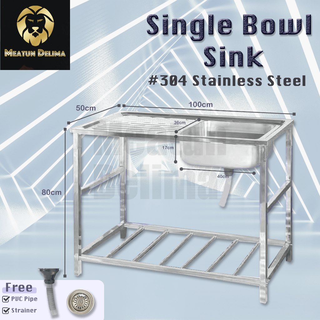 Stainless Steel Single Bowl Sink 1 Tier Under Shelf Kitchen Sinki /One ...