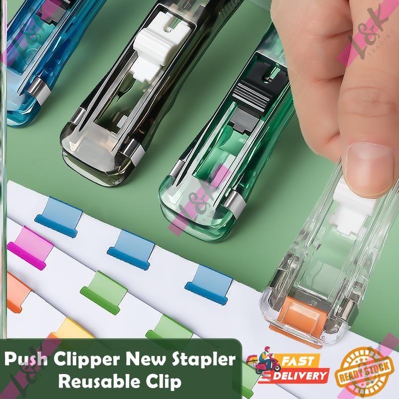 Malaysia Seller Push Clipper New Stapler Reusable Clip Seamless Clipper ...