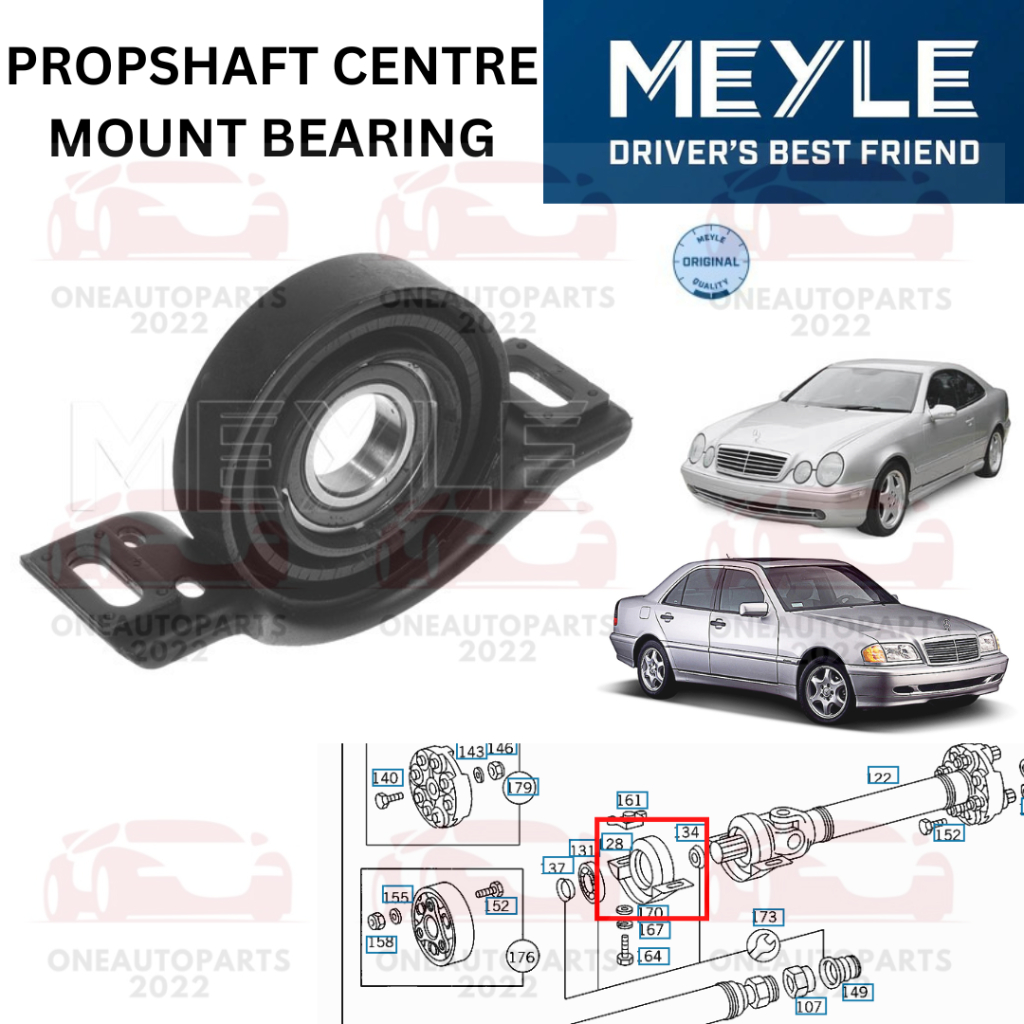 MEYLE GERMANY PROPSHAFT CENTRE MOUNT BEARING MERCEDES BENZ W202 C180 ...