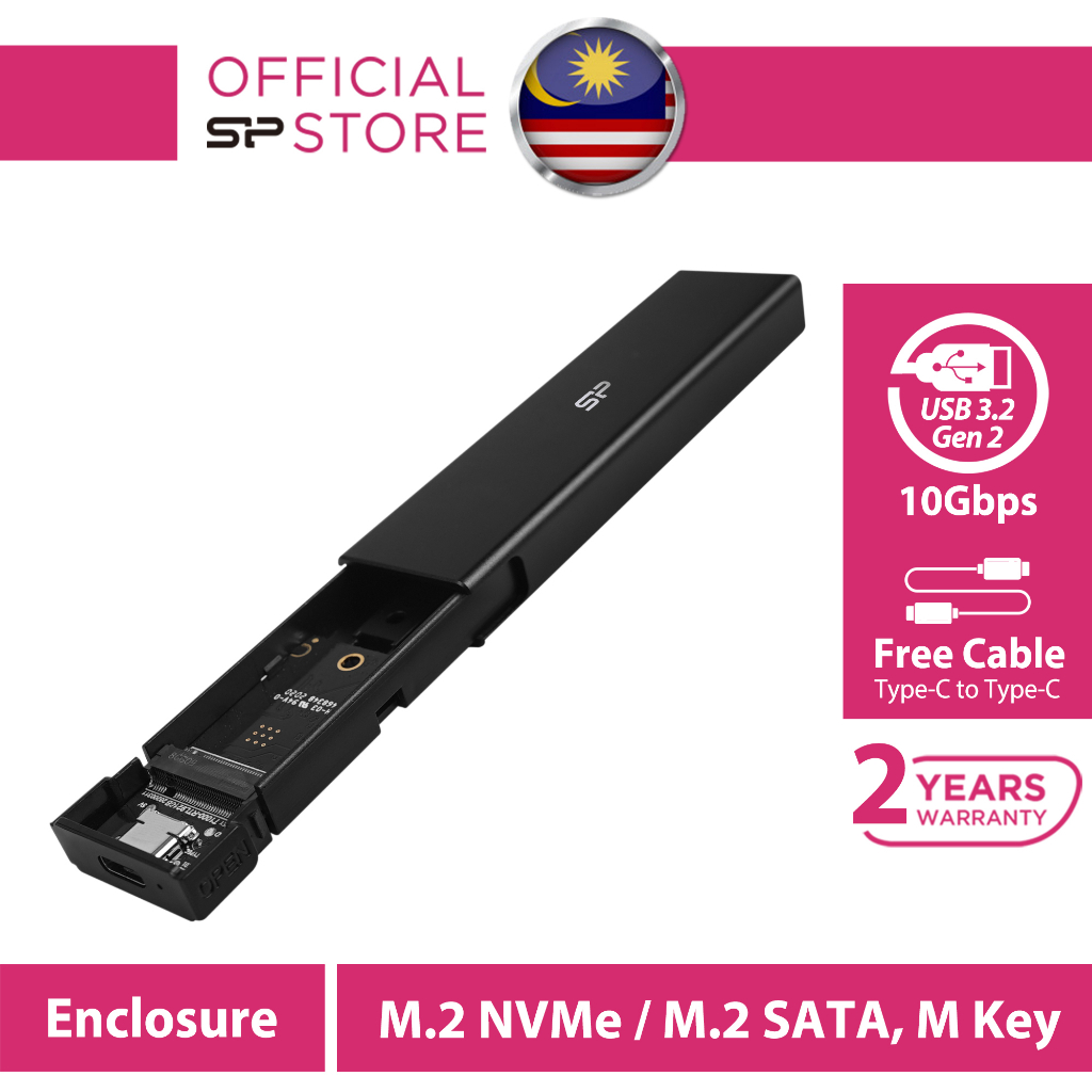 Silicon Power PD60 M.2 SSD Enclosure PCIe NVMe/SATA Compatible USB3.2 ...