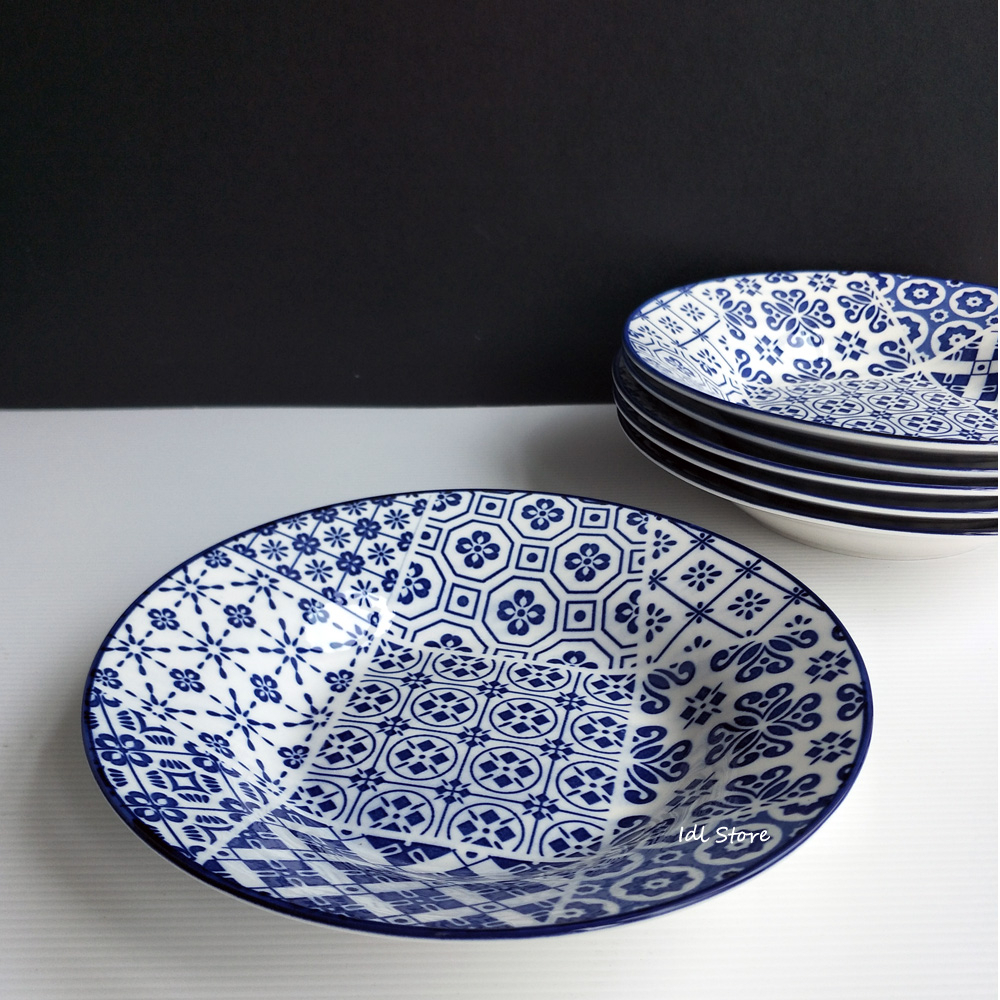 6 Pcs 23cm Porcelain Dinner Plate Bowl Set Pinggan Mangkuk Pinggan Nasi ...