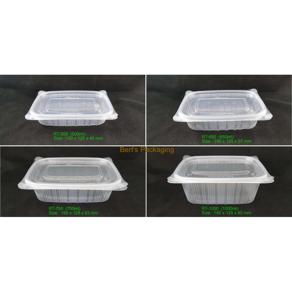 【50set】Disposable Lunch Box | Tapau Bento Box | Benxon RT-500 RT-650 RT-750 RT-1000 Rectangular ...