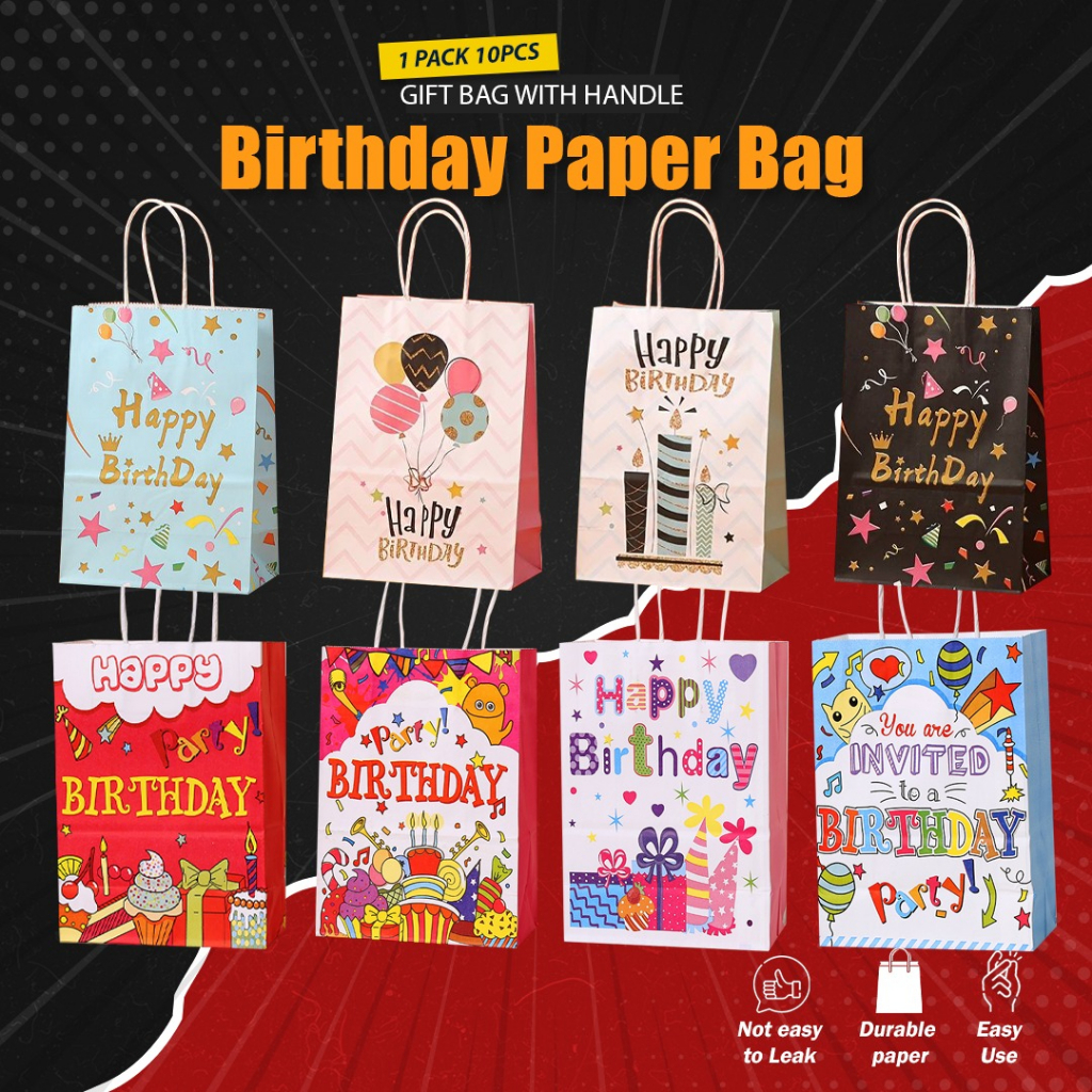 Happy Birthday Paper Bag Party Gift Bag Present Paper Bag Kraft Paper ...
