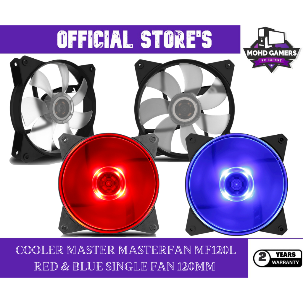 COOLER MASTER MASTERFAN MF120L RED & BLUE SINGLE FAN 120MM | Shopee ...