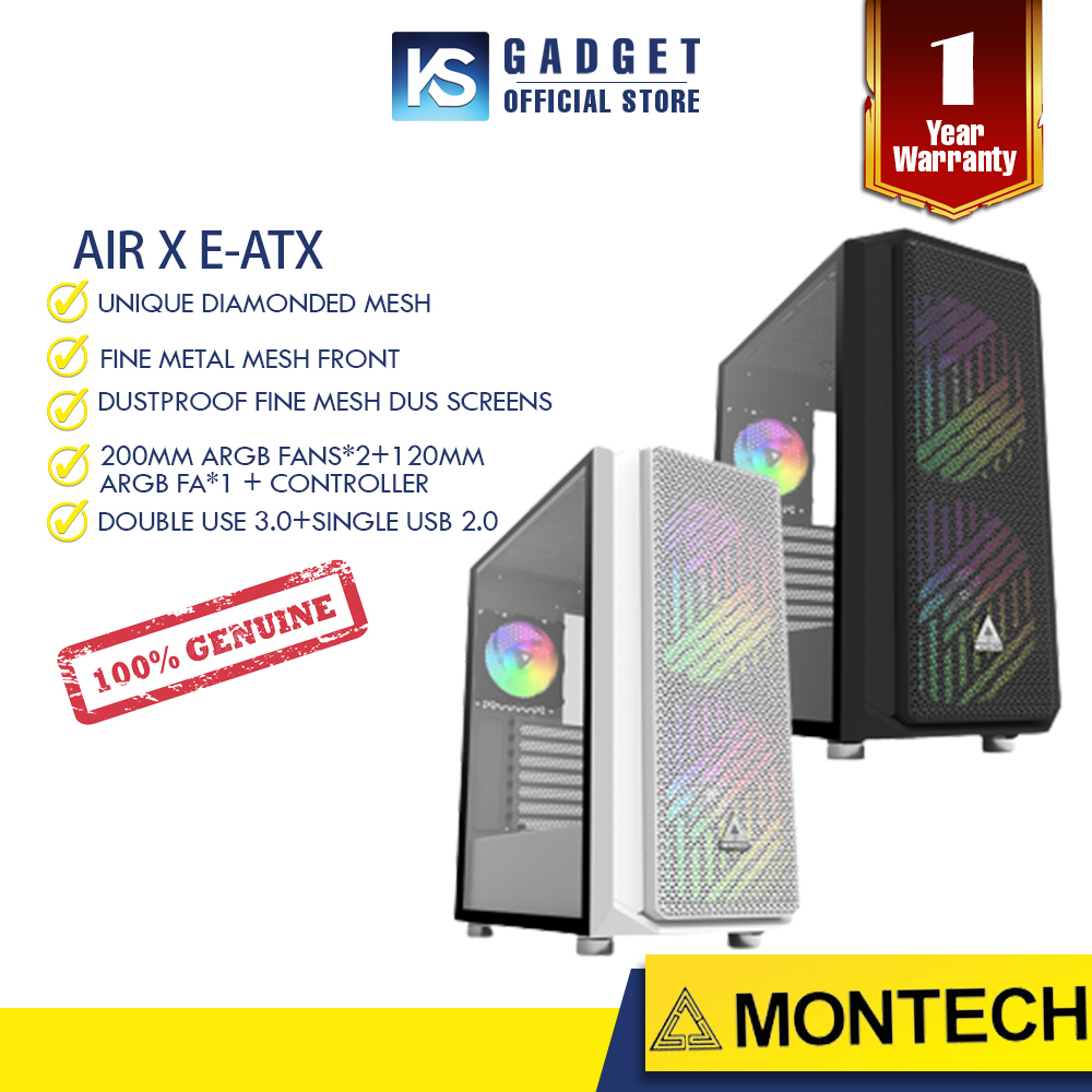 Montech Air X Unique Diamonded Mesh E-ATX PC CASE - 1 Year Warranty ...