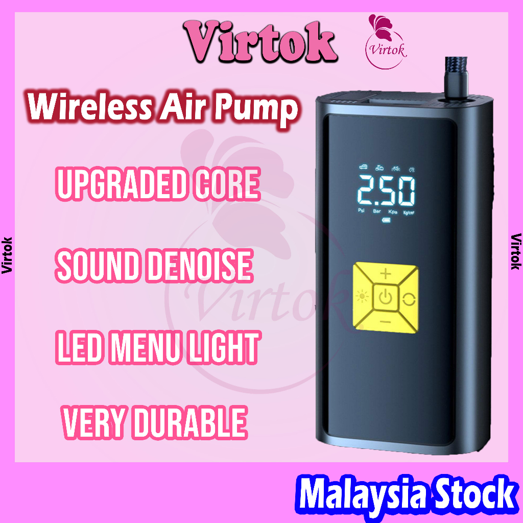 VIRTOK Pam Angin Tayar Kereta Car Air Compressor 6000mAh Chargeable ...
