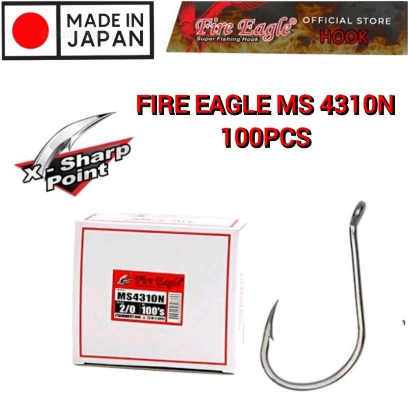 (JAPAN) 100PCS MATA KAIL FIRE EAGLE MS 4310N SUPER SHARP FISHING HOOK ...