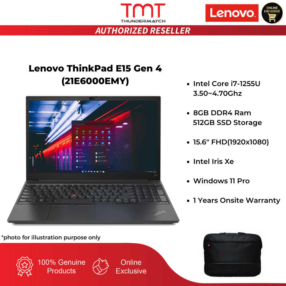 Lenovo ThinkPad E15 Gen4 Laptop 21E6000EMY | i7-1255U | 8GB Ram 512GB SSD | 15.6" FHD | Intel ...