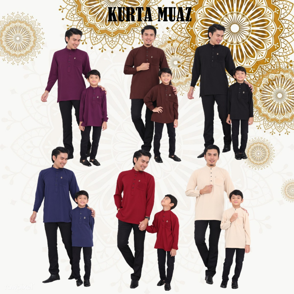 2023-3 SET SEDONDON KURTA MUAZ AYAH & ANAK DENGAN BUTANG DIBAJU LENGAN ...
