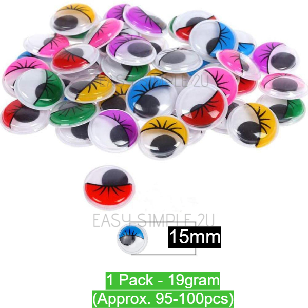 (1Pack) 10/15/20mm Black Random Colorful Eyelash Googly Eyes Self Adhesive Google Wiggly Eye Art ...