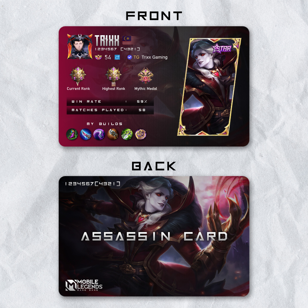 Card Profile Mobile Legends | PVC CARD | Shopee Malaysia