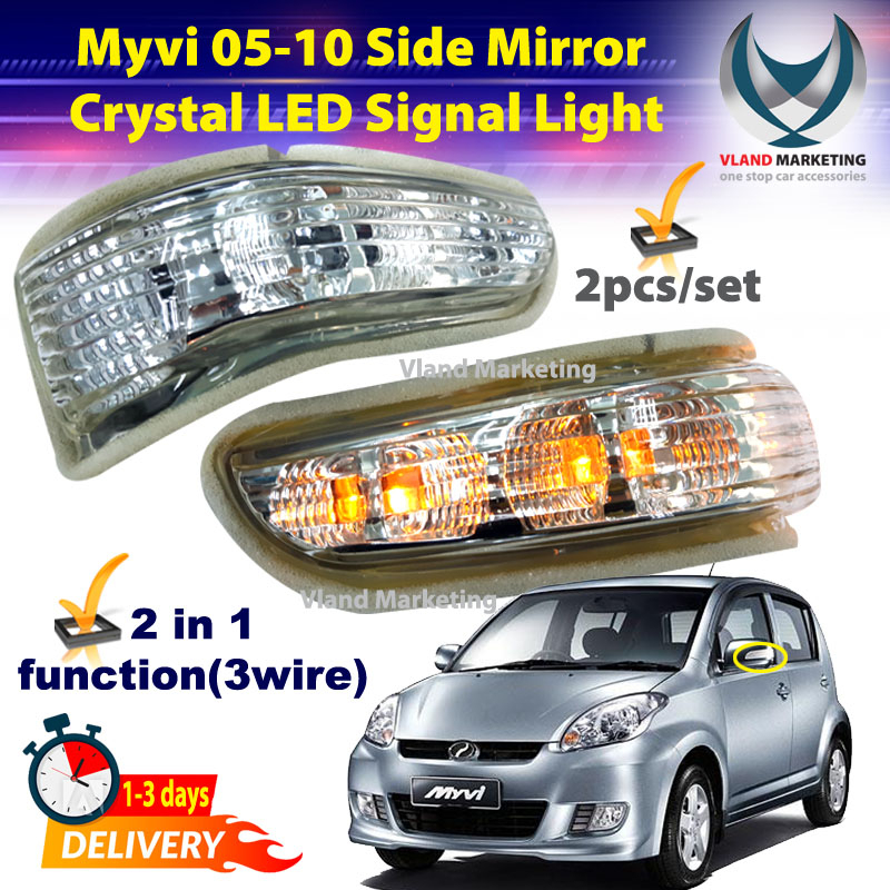 PERODUA MYVI 2005 - 2010 GENUINE PASSO Crystal Side Mirror LED Lamp ...
